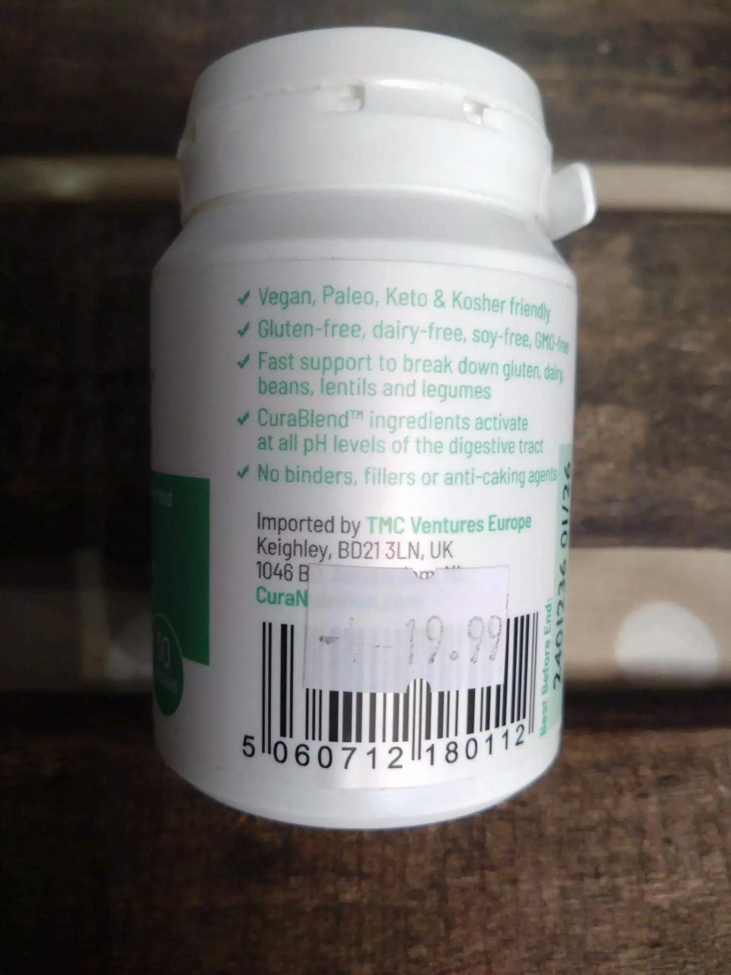 CURA NUTRITION Curazyme Tolerance (30s) - Organically Speaking Organic Shop