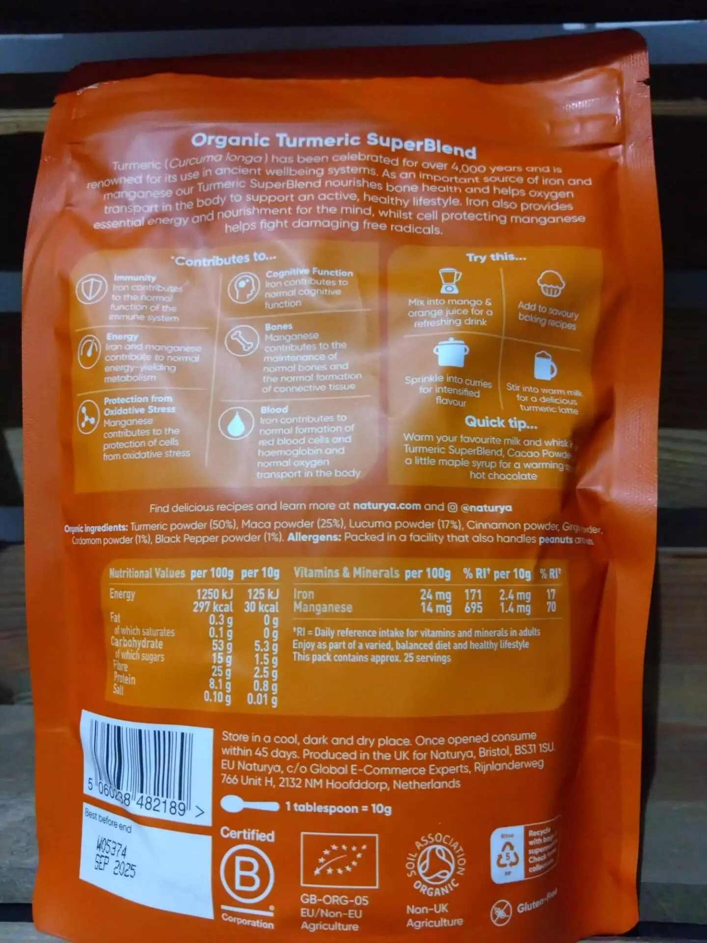 NATURYA Organic Turmeric Superblend (250g) - Organically Speaking ...